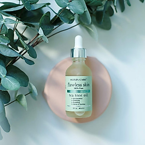 Olivia Care Flawless Essential Facial Oil 100% Natural. Nourishing, Plump, Reviving, Hydrating, Calming & Soothing. Stabilize & Retain Moisture (Tea Tree)