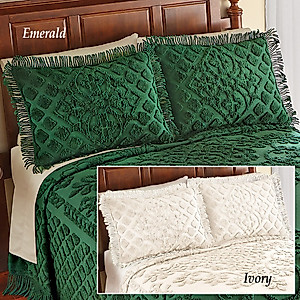 Collections Etc Royalty Elegant Chenille Pillow Sham Emerald SHAM - 26" x 2" Pillow Size - Machine Washable