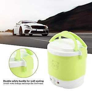 Omabeta Portable Rice Cooker for Travel Mini 12V 100W 1L Electric Portable Multifunctional Rice Cooker Food Steamer for Cars Can be Used As Electric Lunch Box(green)