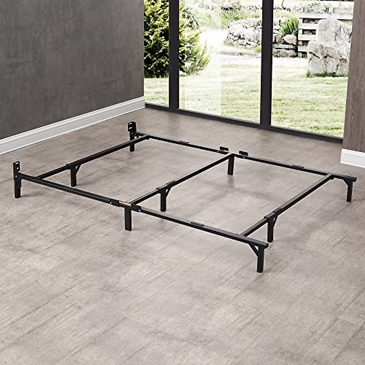 Classic Brands Hercules Compact Heavy-Duty Metal Bed Frame | Adjustable Width Fits Queen, King, and Cal King Mattresses, Black