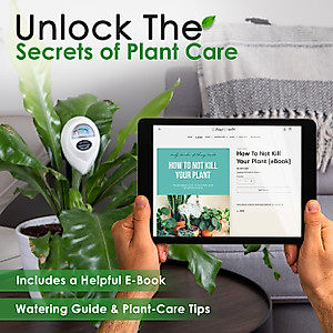 Classy Casita Soil Moisture Meter: Houseplant Care with eBook - Hydrometer Sensor For Plants - Essential Moisture Meter for Indoor & Outdoor Plants - Gardening Gadgets & Houseplant Accessories - White