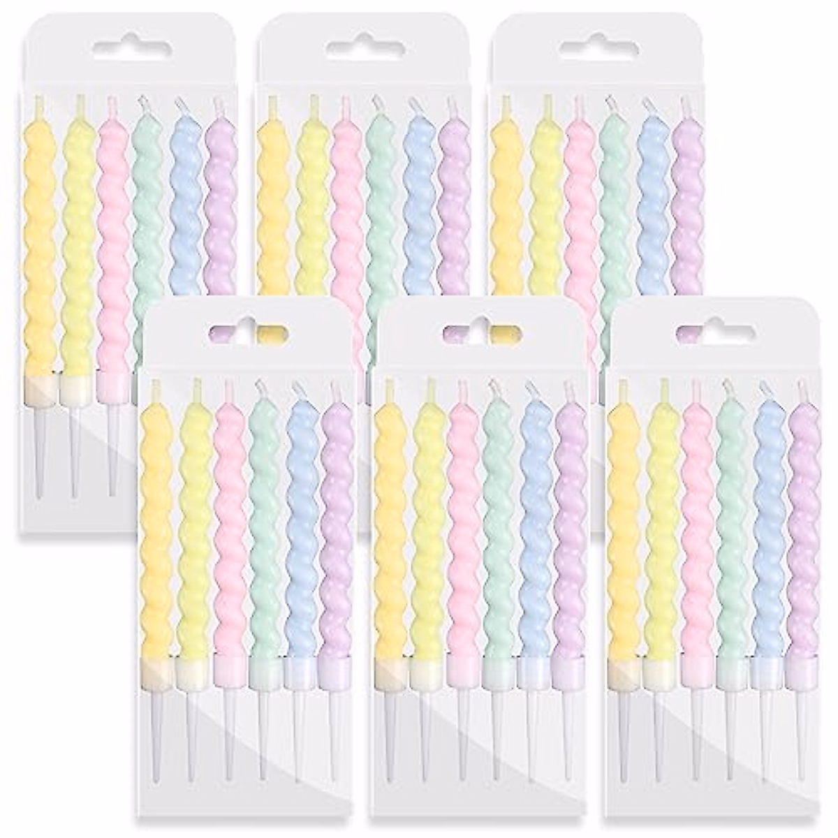 IBLESSU 36-Count Rainbow Spiral Birthday Candles, Long Birthday Candles Colorful Cake Candles Decoration Birthday, Anniversary, Wedding, Party Candles
