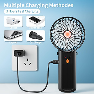 ISFOFO Mini Handheld Fan 2 Pack, Portable Hand Held Fan for Travel 4 Speeds, Cooling Personal Fans USB Rechargeable Battery Operated, 180° Foldable Travel Small Fan for Outdoor Beach Camping Office