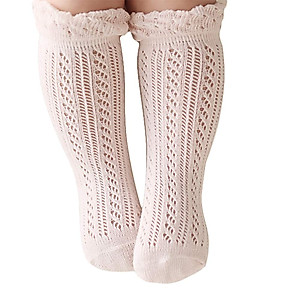 ACTLATI 3 Pairs Baby Girls Boys Knee High Socks Cotton Newborn Knit Stockings for 0-24 Months Infants Toddlers