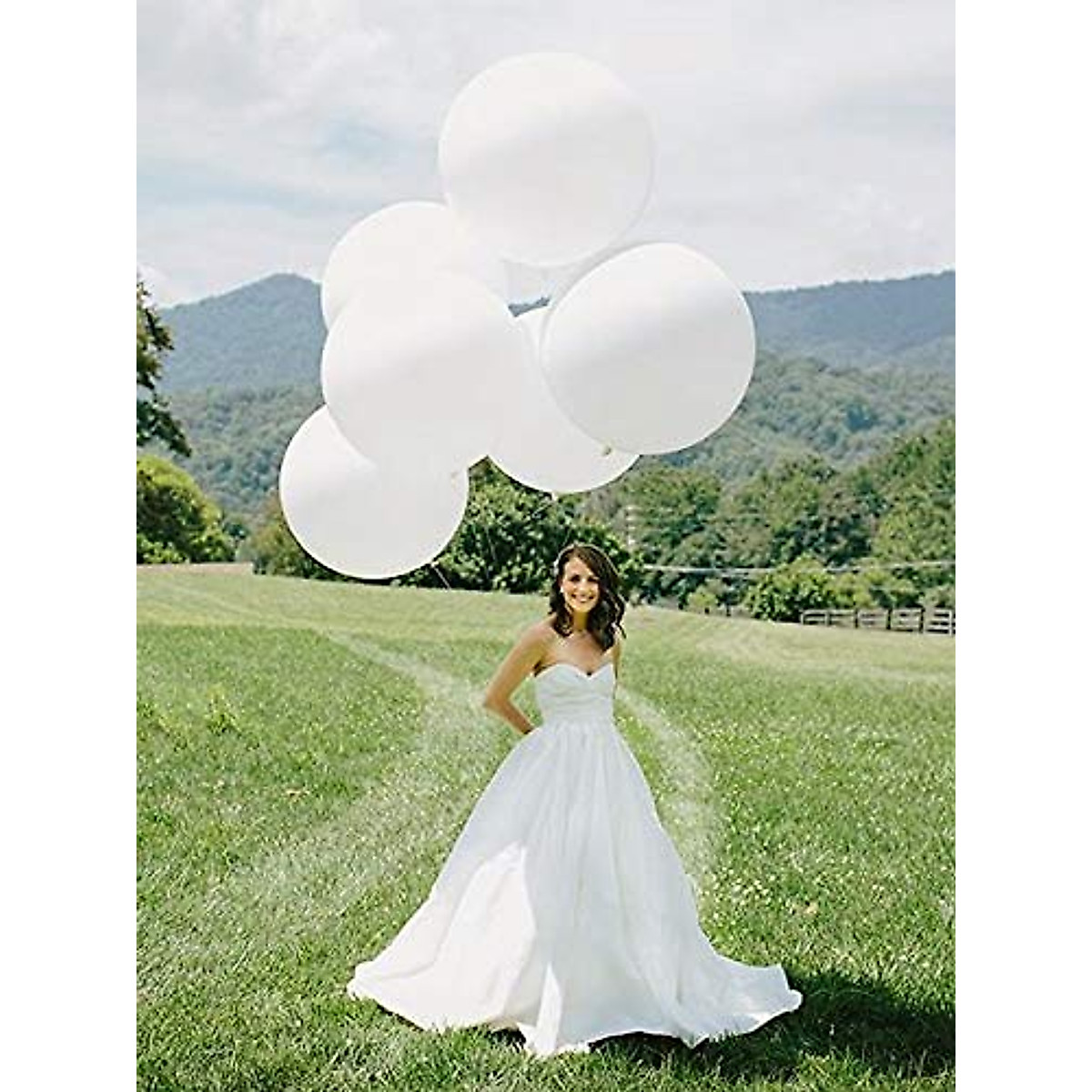 36 inch White Latex Balloons Large Round Balloon for Birthday Wedding Party Decorations,6 pcs