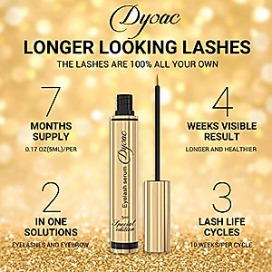 Premium Eyelash Growth Serum - 5ml Fuller & Longer Looking Eyelashes Lash Enhancing Serum for Natural Lashes or Lash Extensions & Brows, Vegan & Cruelty-Free gold