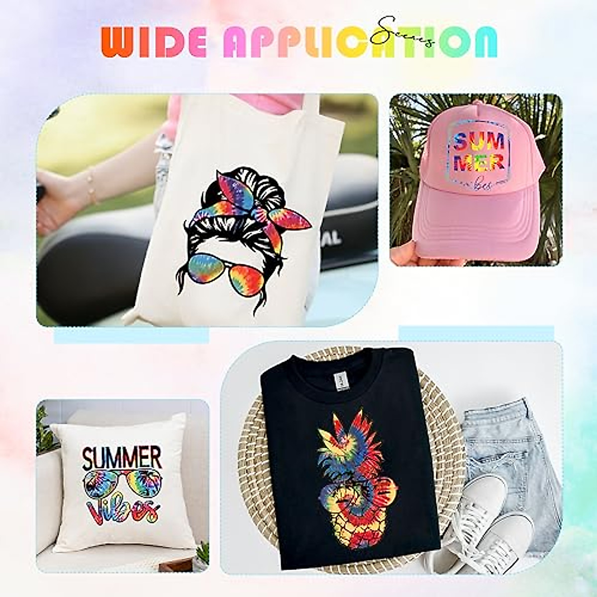 Tintnut Tie-dye Swirl HTV Heat Transfer Vinyl Roll - 12 Inch x 5ft Roll HTV Color Gradient Swirl Iron on Vinyl Spiral Patterned HTV Vinyl DIY Canvas Bag T-Shirts for Cricut or Silhouette Cameo