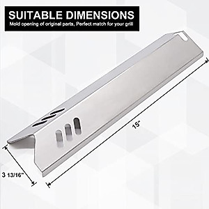 Yiming Grill Replacement Parts for Dyna-Glo DGF493BNP, DGF510SBP, Stainless Steel Grill Heat Plate Shields for Backyard BY15-101-001-02, BY13-101-001-13, GBC1460W.