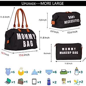 Upgrade Large Capacity Mommy Bag for Hospital, Labor and Delivery, Baby Hospital Diaper Bag, Maternity Tote Hospital Bag with Travel Organizers, Changing Pad, Waterproof, Multi-Functional, Black