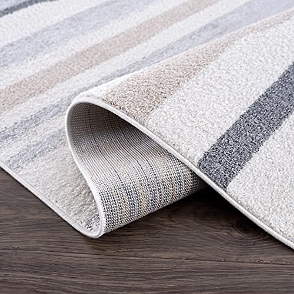 Abani Rugs Cream and Gray 6 ft. x 9 ft. Contemporary Neutral Paint line Area Rug. Superior Turkish Stain Resistant Area Rug