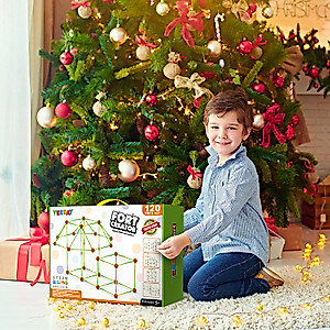 YEEBAY Fort Building Kit for Kids Age 5,6,7,8-Year-Old Boys & Girls, 120 pcs Forts Builder Creative Fort Toy for DIY Castles, Tunnels, Play Tent, Rocket, Tower Indoor & Outdoor