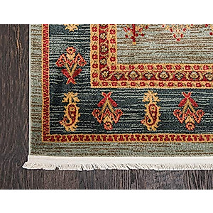 Unique Loom Fars Collection Modern Medallion Tribal Design with Natural Hues Area Rug, 3 ft 3 in x 5 ft 3 in, Light Blue/Navy Blue
