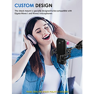 Borenbuir Wave Shock Mount, [Custom Built for Wave Mic] Anti-Vibration Suspension Shock Mount Holder Clip Compatible with Elgato Wave:1 and Wave:3 Microphones