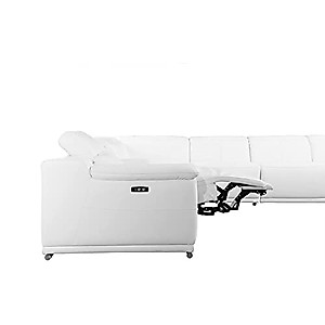 Blackjack Furniture Venice 8 Piece Sectional Sofa with 3-Power Recliners, Features Adjustable Headrest, Lumbar Support, USB and Wireless Charging Station, Extra Large Storage, 1 Console, White