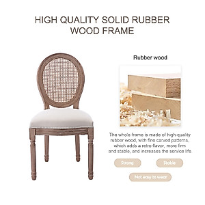 Virabit French Dining Chairs Set of 6, Rattan Farmhouse Upholstered Dining Chairs with Curved Backrest and Beautifully Carved Solid WoodFrame for Living Room, Kitchen, Restaurant