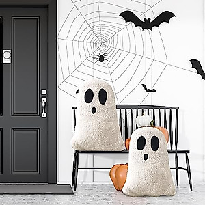 Kigley 2 Pcs Halloween Throw Pillows Decorative Spooky Pillows for Sofa Bed Couch Stuffed Halloween Pillow for Party Outdoor Home Decorations Ghost Decor Cushion