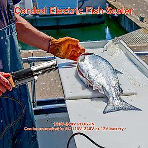 Corded Electric Fish Scaler, Host IPX7 Waterproof, Two-way Rotated, Extended AC Adapter Cord, Continuous Uninterrupted Work, Electric Fish Scaler Remover, Professional Fish Scale Remover Tools