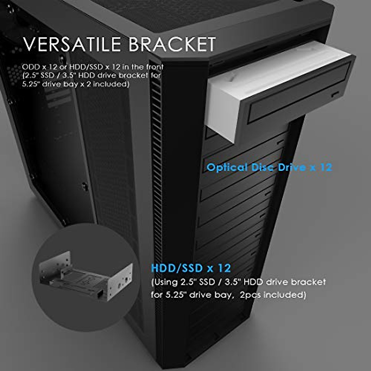 anidees AI Crystal XL PRO RGB Full Tower Tempered Glass XL-ATX/E-ATX/ATX Gaming Case Support 480/360 Radiator, Optical Drive, Includes RGB 120x5 PWM Fans/LED Stripsx2 - AI-XL-PRO-RGB (PC Case ONLY)