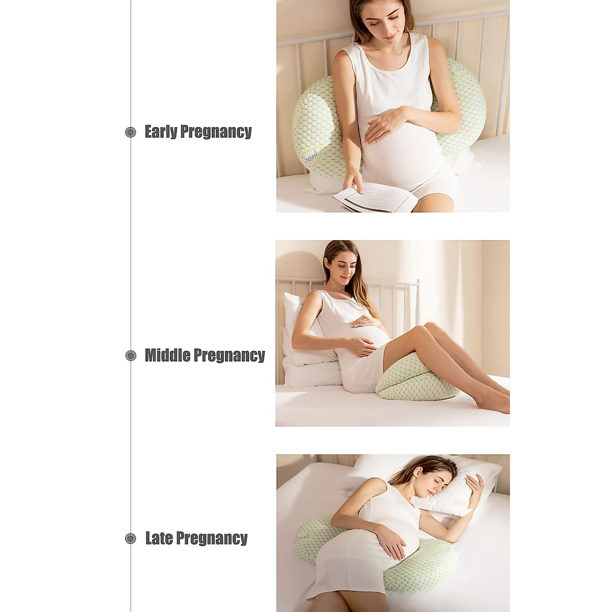 misszhi Pregnancy Pillows for Sleeping, Maternity Pillow with Detachable and Adjustable Pillow Cover - Support for Back, Legs, Belly, HIPS for Pregnant Women(White)