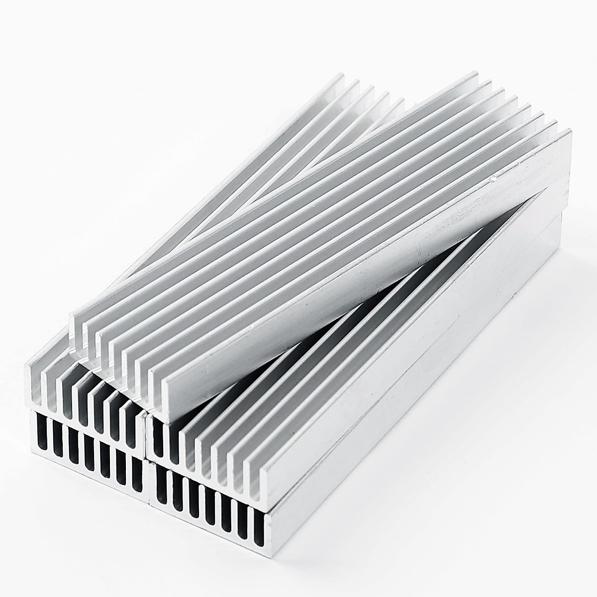 uxcell 5 Pcs Aluminum Heat Sink, Silver Tone Aluminium Radiator Heatsink Cooling Fins Cooler for Led Amplifier Transistor IC Module, 100x25x10mm/4 x1 x0.4