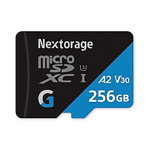 Nextorage Japan 256GB A2 V30 CL10 Micro SD Card for Nintendo Switch, Steam Deck, Smartphones, Gaming, Go Pro, 4K Video, microSDXC Memory Card UHS-I U3 up to 100MB/s, with Adapter (G-Series)