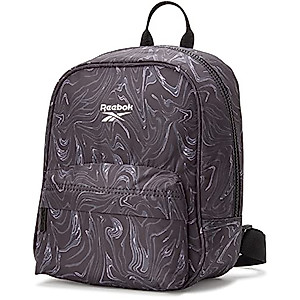 Reebok Women's Backpack - Heritage Lightweight Mini Shoulder Purse - Travel Gym Bag, Black Abstract