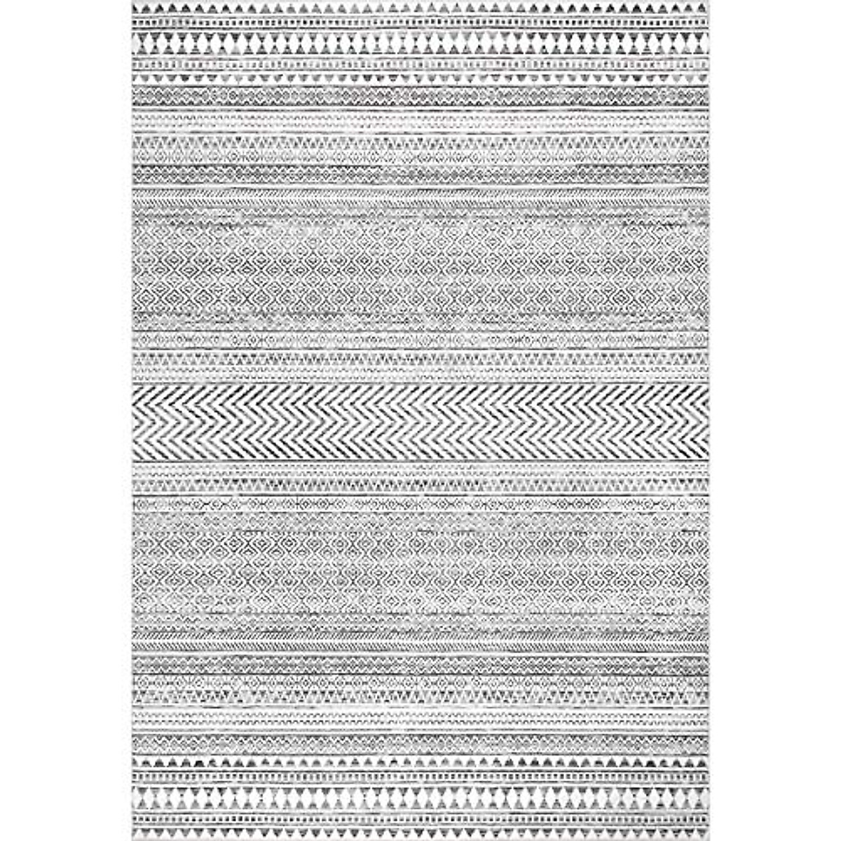 nuLOOM Kira Machine Washable Tribal Geometric Area Rug, 5' x 8', Grey