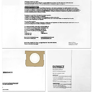 DEWALT DXVA19-4111 Fine Dust Bag Fits for 6-10 Gallon DEWALT Wet/Dry Vacuum