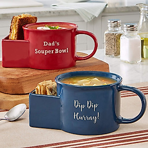 Let's Make Memories Personalized Dipping Time Soup Bowls- Unique Ceramic Bowls -Red Stoneware - Customize with Script Message - Set of 2