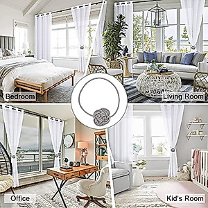 HIASTRA Strong Magnetic Curtain Tiebacks, 2 Pack Curtain Tie Modern Window Decorative Tie Backs for Curtains Rope Outdoor Holder for Sheer Blackout Drapes, Silver Grey