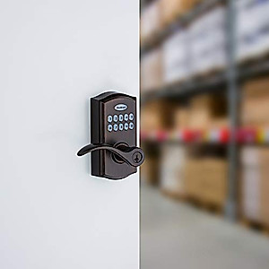 Kwikset SmartCode 955 Keypad Electronic Lever Door Lock Deadbolt Alternative with Pembroke Door Handle Lever Featuring SmartKey Security in Venetian Bronze