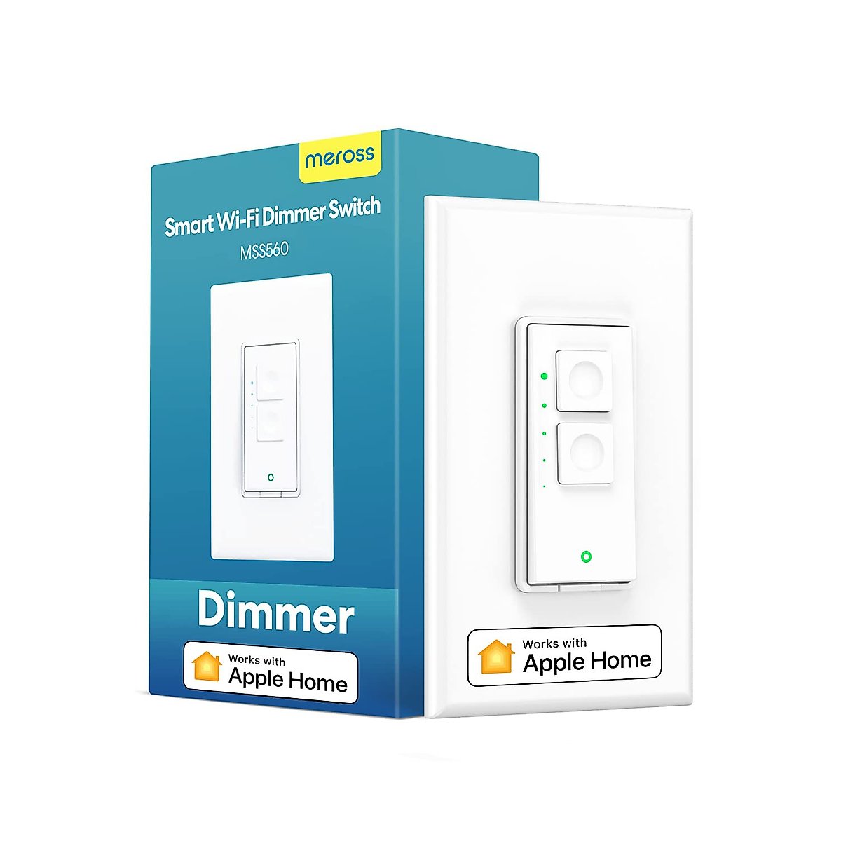 meross Smart Dimmer Switch Single Pole Supports Apple HomeKit, Alexa Google Assistant & SmartThings, 2.4GHz WiFi Light Switch for Dimmable LED, Neutral Wire Required, Remote Control Schedule, 1 Pack