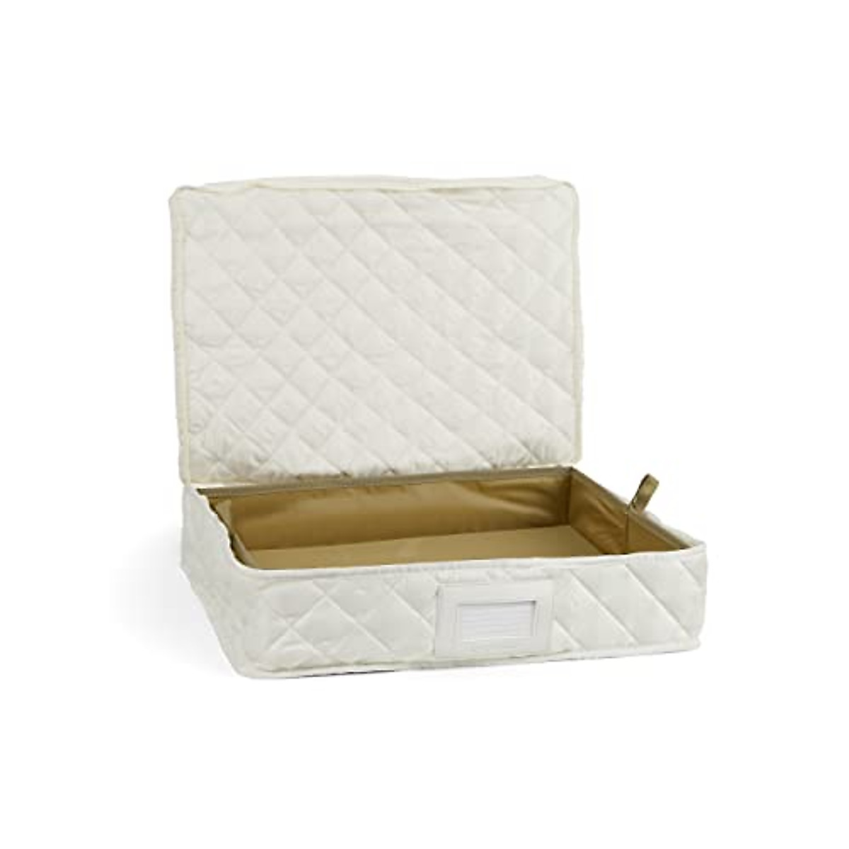 Platter Serveware Storage With Tray - Washable and Stain Resistant, ID Window, Kitchen Storage-Cream