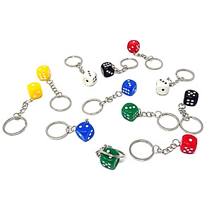 Honbay 12PCS Resin Dice Keychains 3D Cube Square Dice Key Rings Keyfob for Bag Purse Wallet Cellphone or Car Pendant (6 Color)