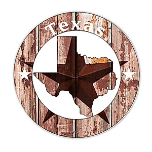 Men Wall Décor Metal Signs Outdoor Texas Lone' Star Home Map Country Gifts Posters Western State Flag Patriotic Farmhouse Tin Signs for Living Room Restaurants Entryway Wall Decor 12x12in Round