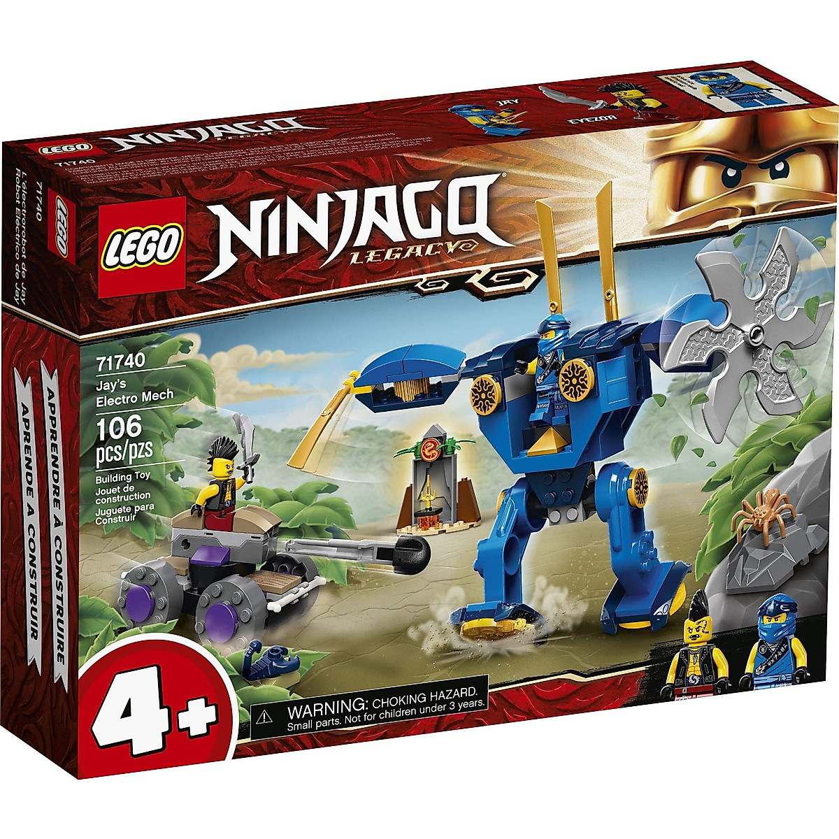 LEGO NINJAGO Legacy Jay’s Electro Mech 71740 Ninja Toy Building Kit Featuring Collectible Minifigures; Great Gift for Kids Aged 4 and Up Who Love Imaginative Toys, New 2021 (106 Pieces)