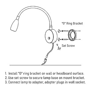 acegoo Bedside LED Reading Light Flexible Gooseneck Wall Lamp with USB Charger, Headboard Wall Surface Mount Dimmable Book Light, with Plug-in Power Adapter (Black Finish)