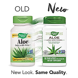 Nature's Way Aloe Latex with Fennel, for Occasional Constipation*, Non-GMO Project Verified, Vegan, 100 Capsules