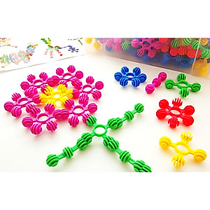 Skoolzy Rainbow Star Flex Building Toys 90 Piece Jumbo Set, STEM Building Blocks for Kids Ages 4-8, Tinker Toys for Classroom Bins