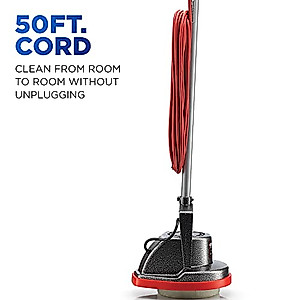 Oreck Commercial Orbiter Hard Floor Cleaner Machine ,Multi-Purpose Hardwood Wood Laminate Carpet Tile Concrete Grout Marble Floor Cleaning, 50-Foot Long Cord, ORB550MC, Gray/Red