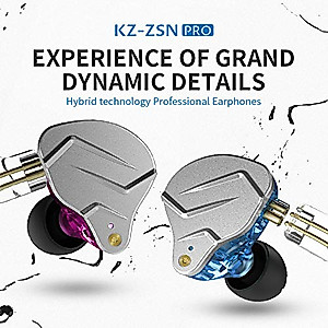 erjigo KZ ZSN Pro Dynamic Hybrid Dual Driver in Ear Earphones Detachable Tangle-Free Cable Musicians in-Ear Earbuds Headphones (Purple with Microphone)