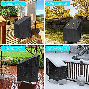 Outdoor Chair Covers Waterproof 1 Pack, High Back Patio Chair Covers for Outdoor Furniture Cover, Stacking Chair Cover Anti-UV, Snow Dust Wind-Proof, Patio Furniture Covers 47"×25"×25"