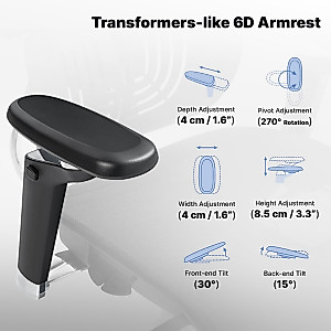 HINOMI X1 Ergonomic Office Chair with Foot Rest - Comfortable Computer Chair, Home Office Desk Chair with Lumbar Support, Comfy Mesh Office Chair, Gaming Chair for Adults (Black, Large)