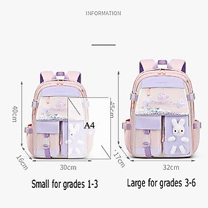 Stylifeo Bunny Backpack for Girls Cute Backpack Kawaii School Bookbag for Kindergarten Preschool Elementary(Pink for girl grades 1-3)