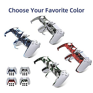 NexiGo PS5 Controller Faceplate with Thumb Grips, Replacement Shell Decoration Accessories, Grip Decorative Strip for Sony Playstation 5 DualSense Controller, Camouflage Red