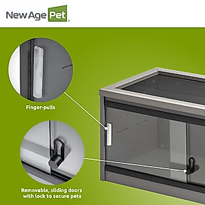 New Age Pet ECOFLEX 24-Inch Mojave Reptile Lounge in Grey - Durable Wood Plastic Composite Habitat with Ventilated Side Panels, Removable Sliding Glass Doors, and Mesh Screen Top