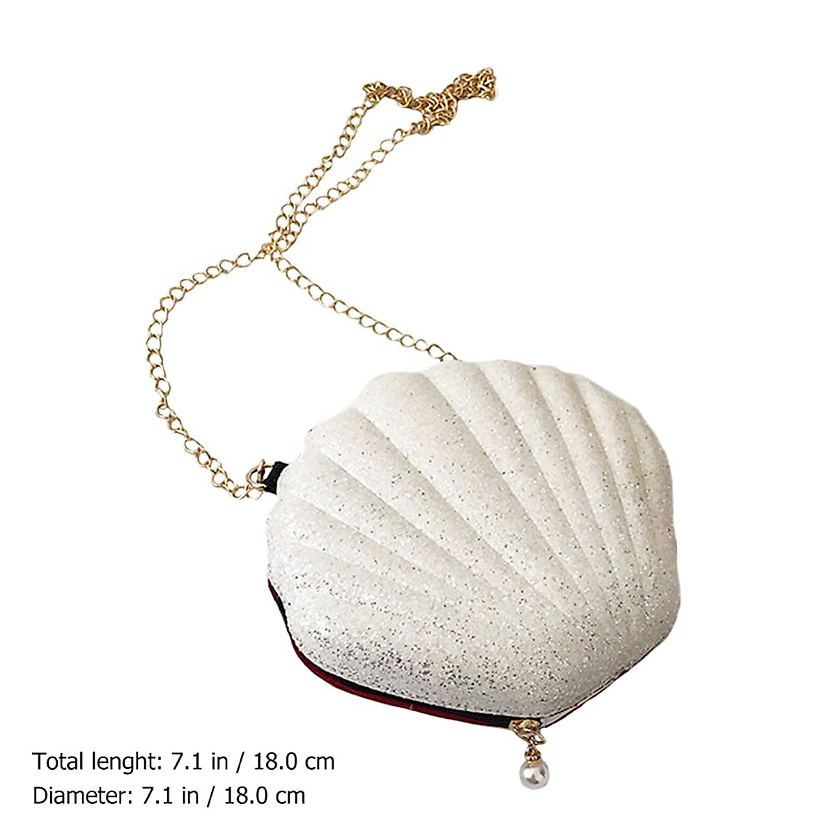 ABOOFAN 1pc Women' s Shell Pearl Crossbody Purse Shiny Seashell Chain Handbag (White)
