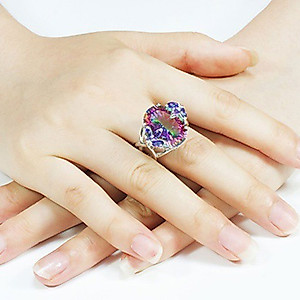 shiYsRL Exquisite Jewelry Ring Love Rings Women Fashion Rainbow Cubic Zirconia Inlaid Princess Rings Jewelry Party Gifts Wedding Band Best Gifts for Love with Valentine's Day - Multicolor US 9