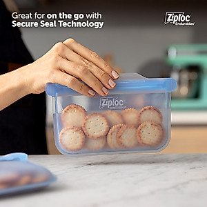 Ziploc Endurables Small Pouch, 1 Cup, Reusable Silicone Bags and Food Storage Meal Prep Containers for Freezer, Oven, and Microwave, Dishwasher Safe