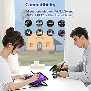 HUION KAMVAS Pro 12 Graphics Drawing Tablet with Screen Full Laminated Tilt 8192 Pen Pressure Battery-Free Stylus Adjustable Stand Compatible with Windows/Mac/Linux, 11.6 Inch Pen Display